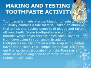 Toothepaste making activity for kids | PPTX