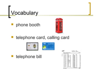 Vocabulary and expressions used to make a phone call | PPT