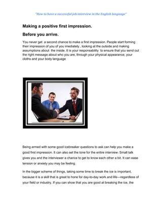 Making a positive first impression. | DOCX