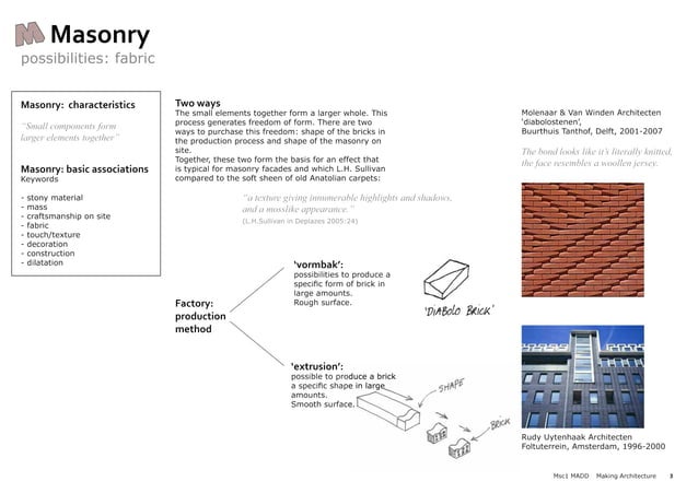 Architecture Building Material Study - Concrete, Masonry, Glass, Timber ...