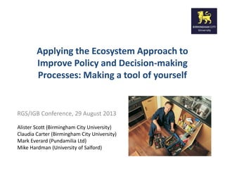 National Ecosystem Assessment Follow on: Making a tool of yourself | PPT