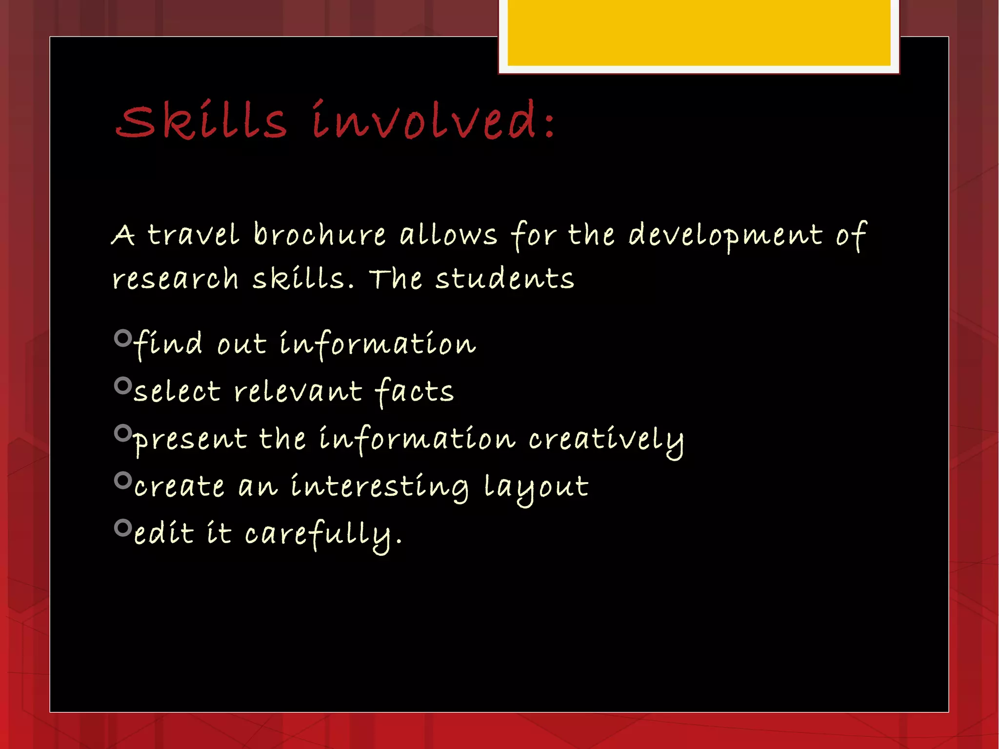 Making a travel brochure - activity based learning | PPT