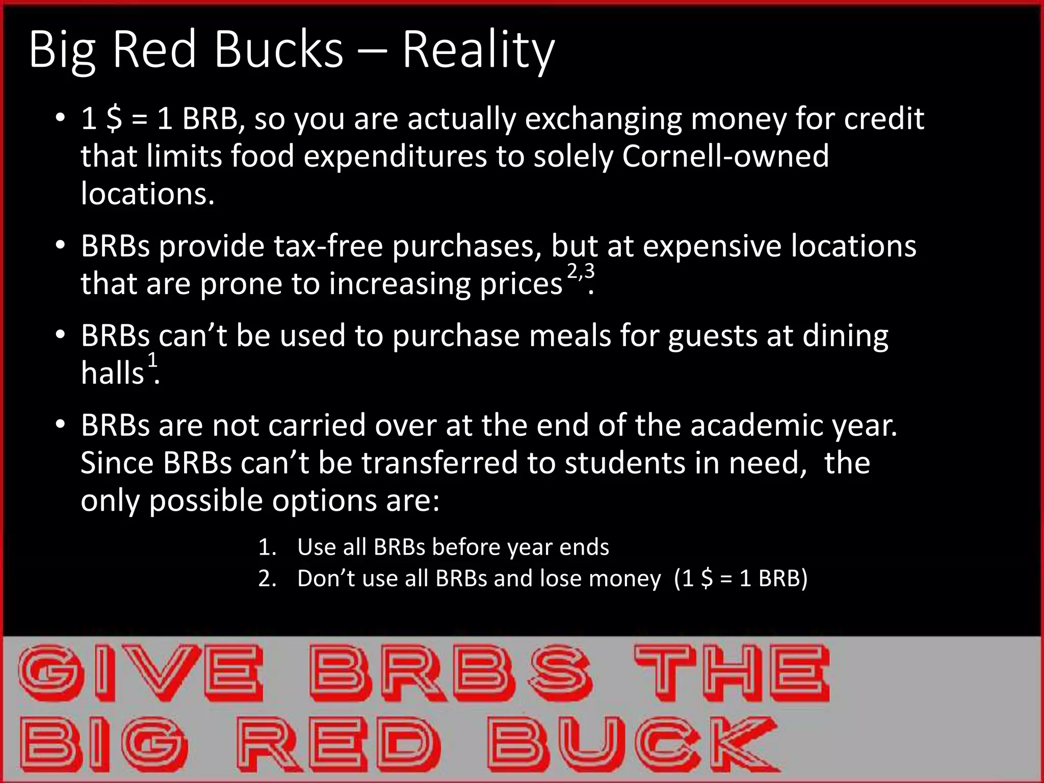 Making BRBs optional on Cornell student meal plans | PPTX | Business ...