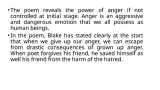 Making Connections with the poem A Poison Tree | PPT