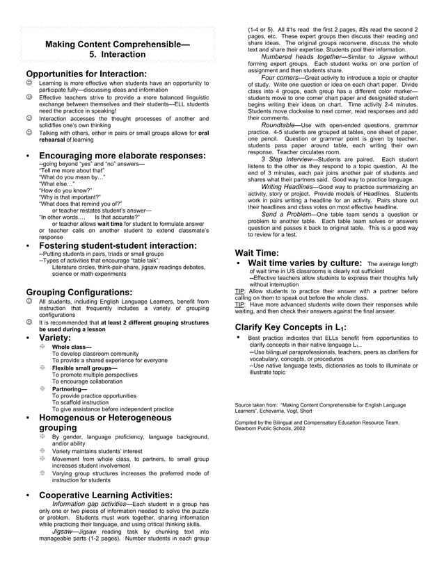 Making content comprehensible for ell | PDF