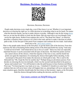 Making Decisions Essay | PDF