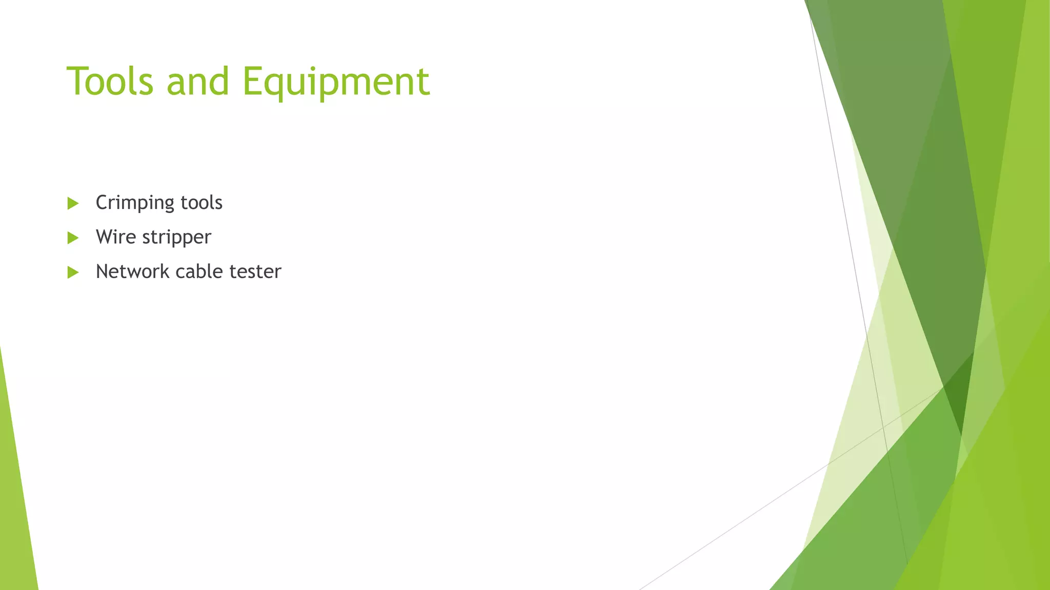 Making ethernet cable (cable pinouts, tools and equipment) | PPTX
