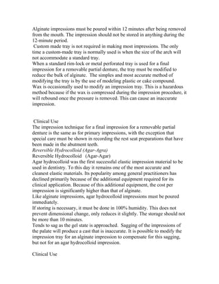 Final impression for removable partial dentures | DOC
