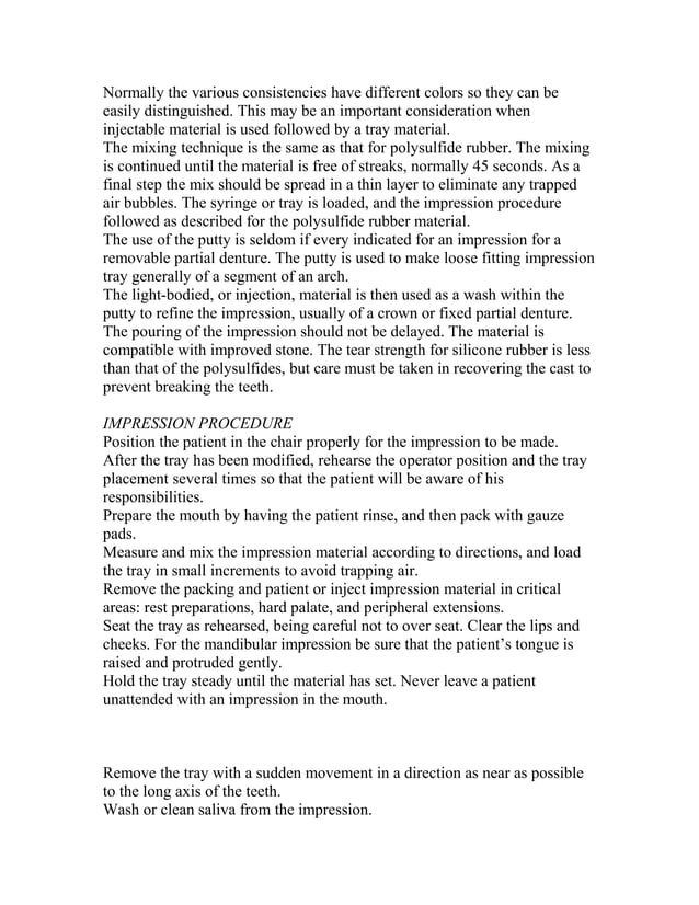 Final impression for removable partial dentures | DOC | Dental Health ...