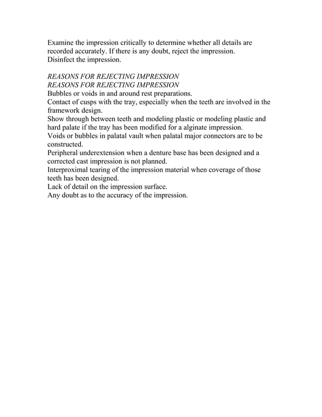 Final impression for removable partial dentures | DOC | Dental Health ...