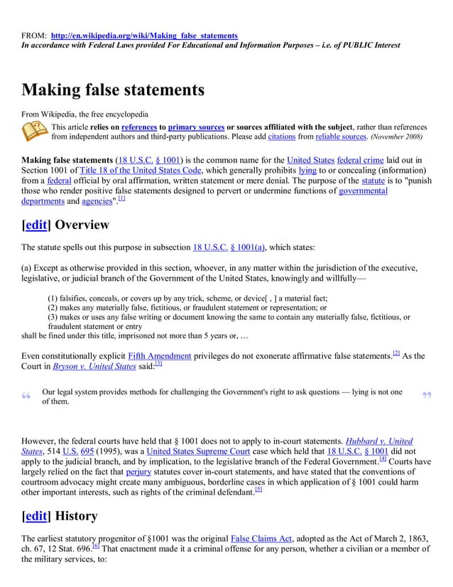Making false statements | PDF | Law