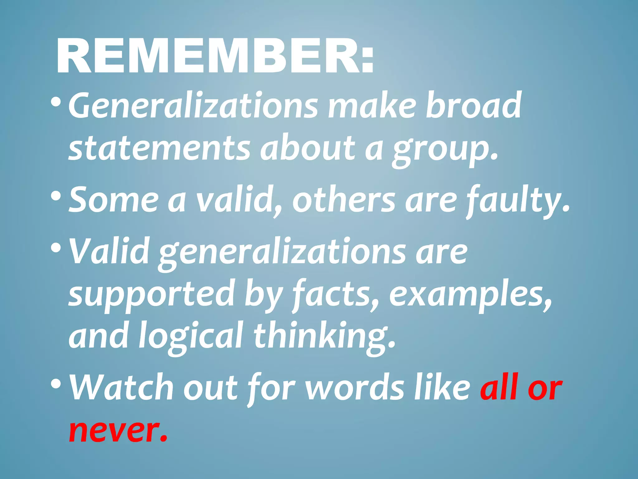 Making generalizations | PPT