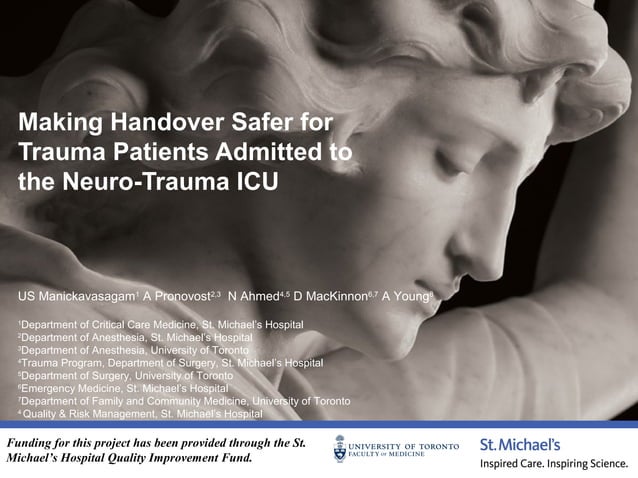 Making handover safer for trauma patients admitted to the neuro trauma ...