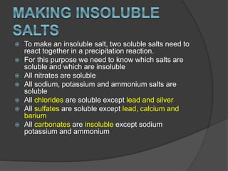 Making insoluble salts week 3 | PPT