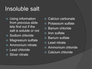 Making insoluble salts week 3 | PPT