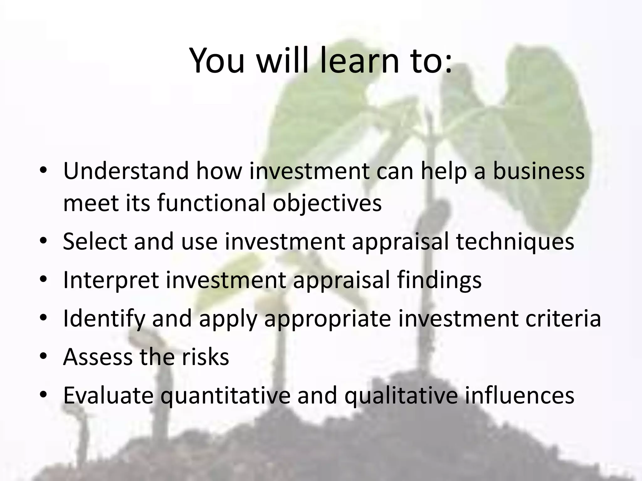 Making investment decisions | PPTX