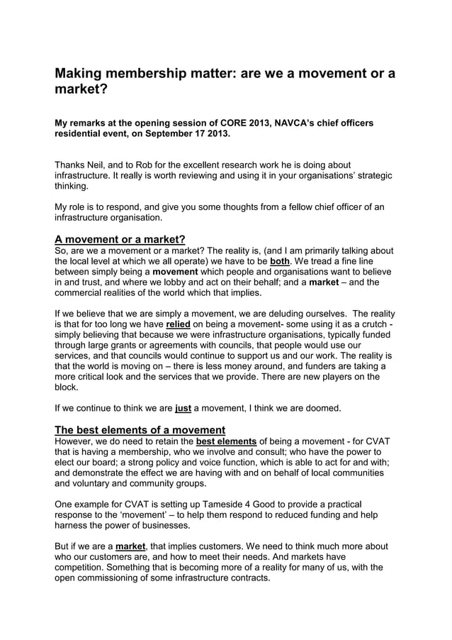 Making membership matter - are we a market or a movement? | PDF