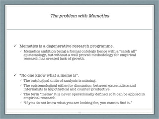Øyvind Vada: Making Memetics a science | PPT