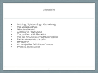 Øyvind Vada: Making Memetics a science | PPT