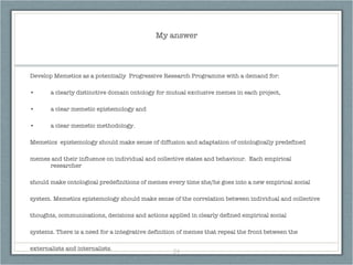 Øyvind Vada: Making Memetics a science | PPT