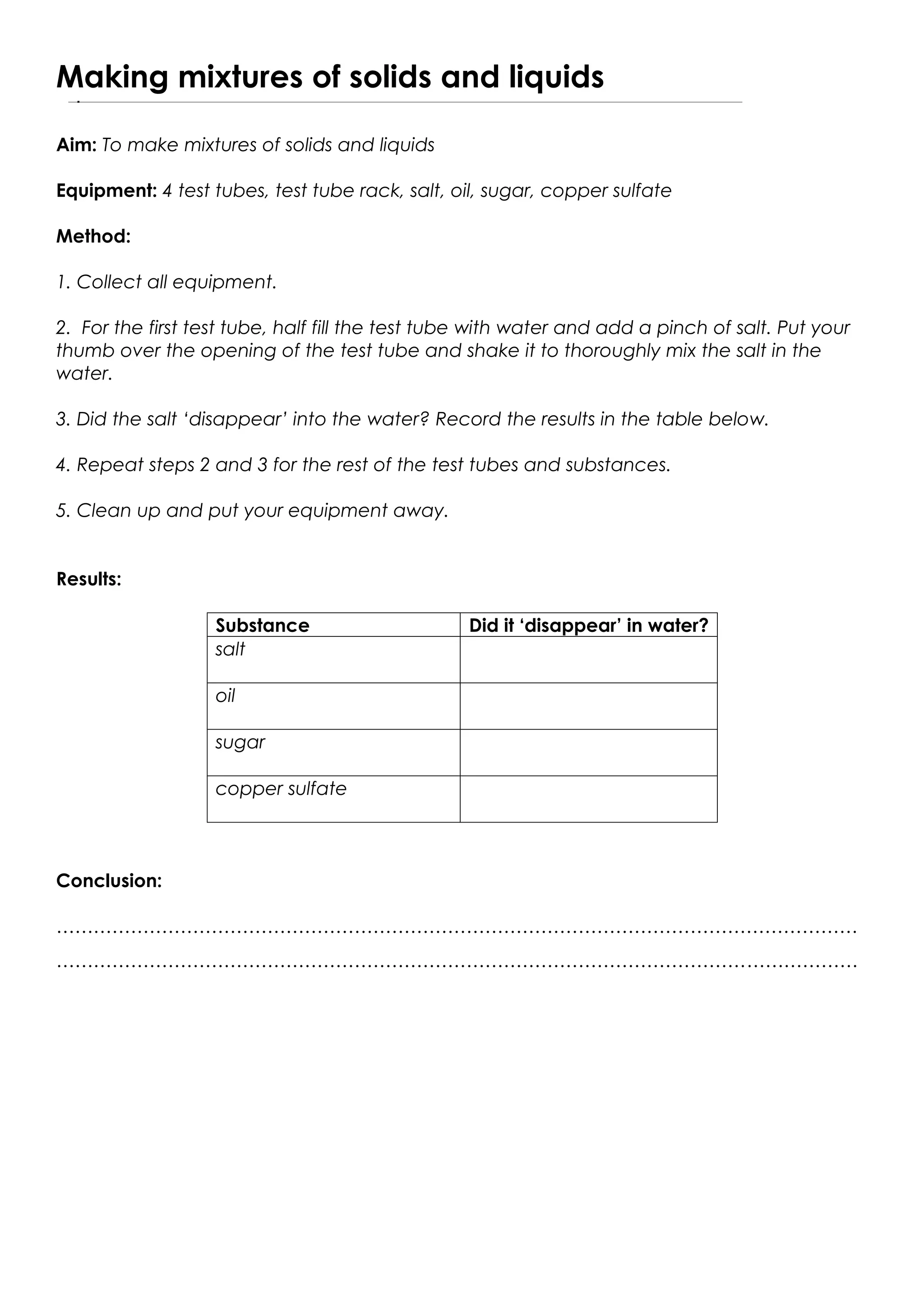 Making mixtures of solids and liquids | PDF