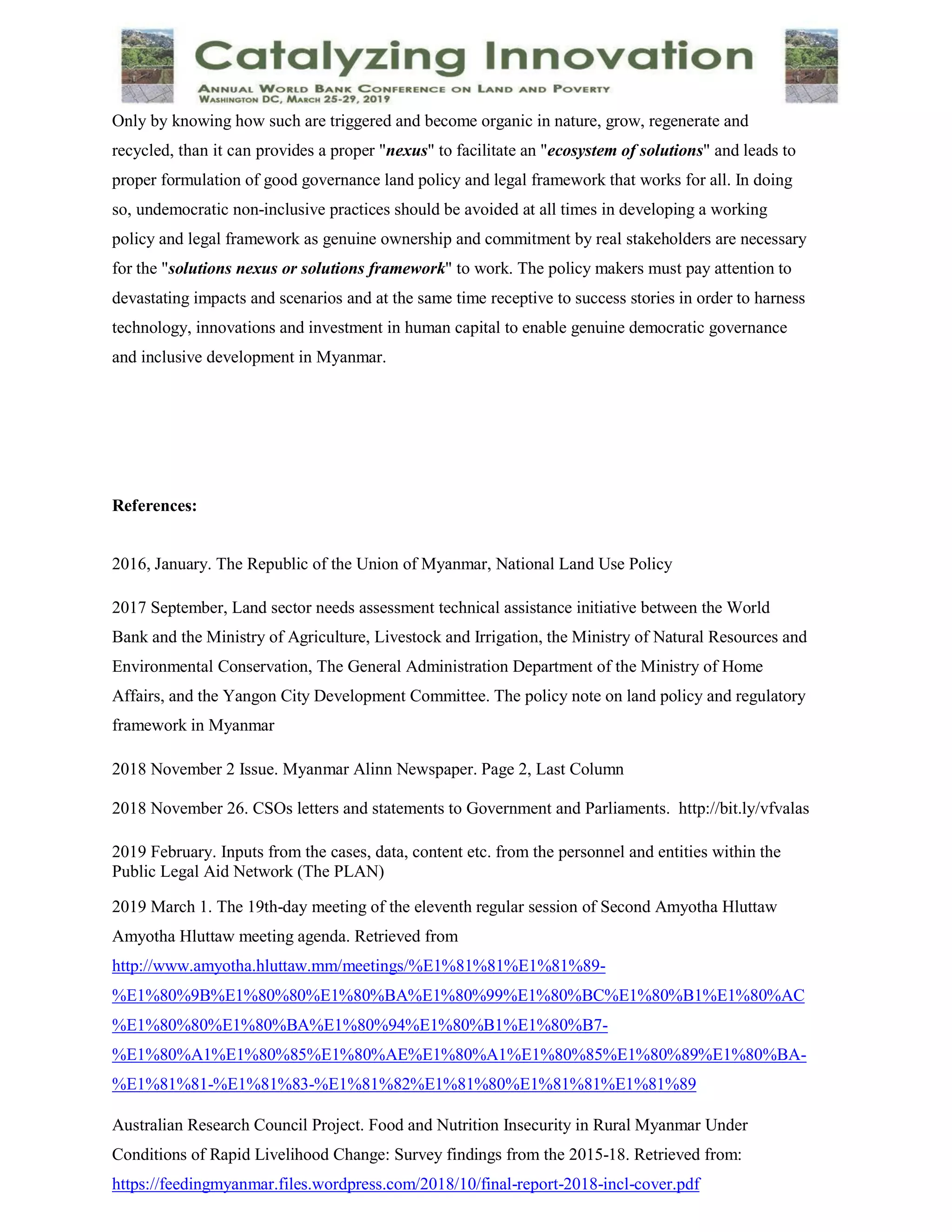 Making myanmar national land use policy and legal framework work by ...