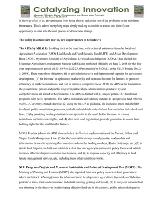 Making myanmar national land use policy and legal framework work by ...
