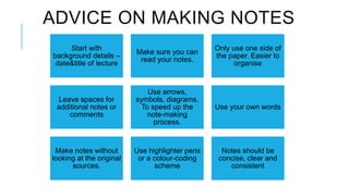 Making notes: study skills | PPTX