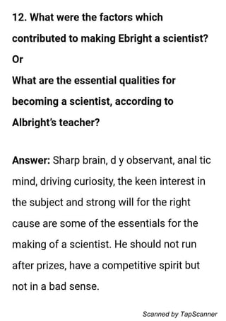 Making Of A Scientist Questions and Answers | PDF