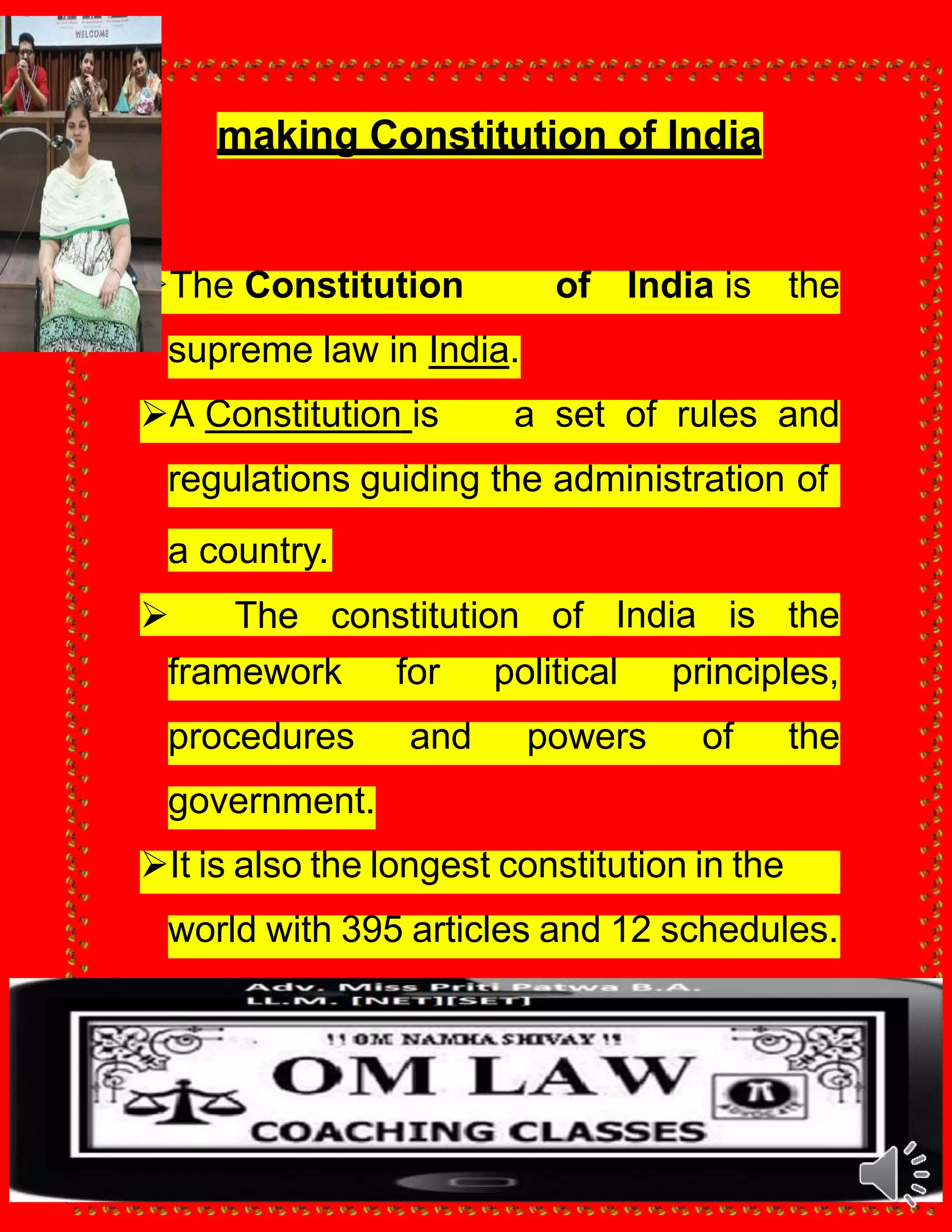 Making of indian constitution 12 | PPTX