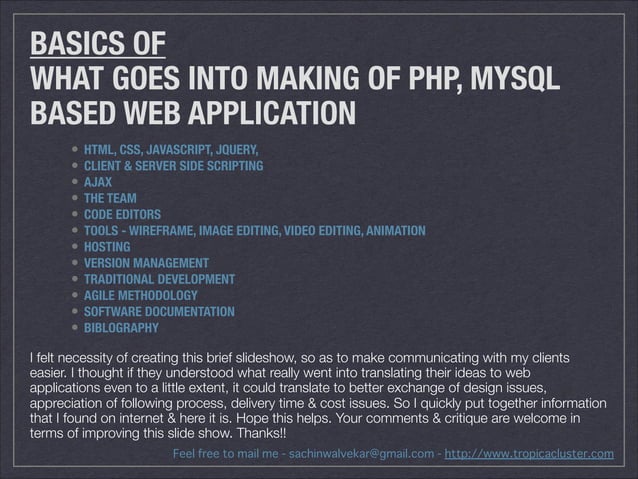 Making Of PHP Based Web Application | PPT