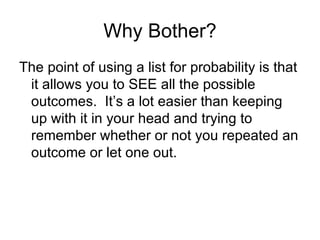 Making Organized Lists For Probability | PPT