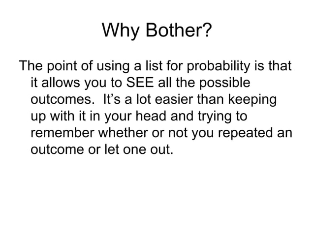 Making Organized Lists For Probability | PPT