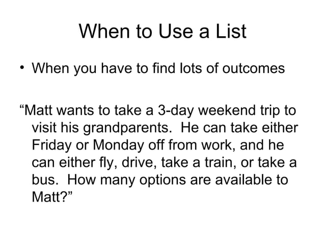 Making Organized Lists For Probability | PPT