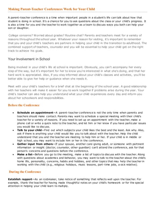 Making parent teacher conference a success | PDF