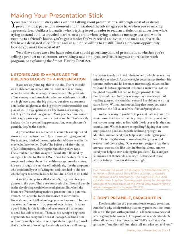 Making Presentations That Stick | PDF