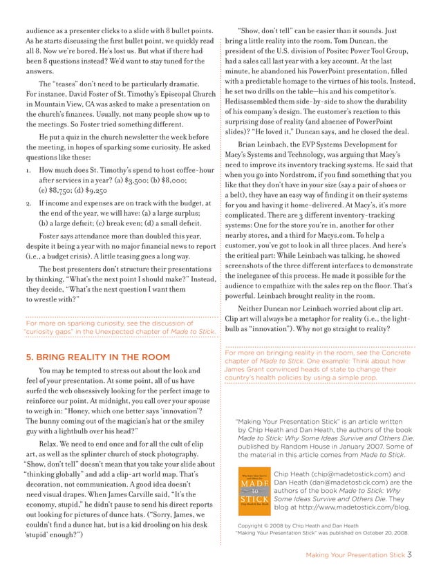 Making Presentations That Stick | PDF