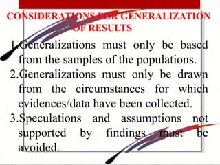 Making research generalizations | PPTX | Science