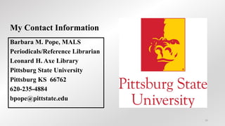 Making Room for Change: Rightsizing the PSU Library Serials Collection | PPT