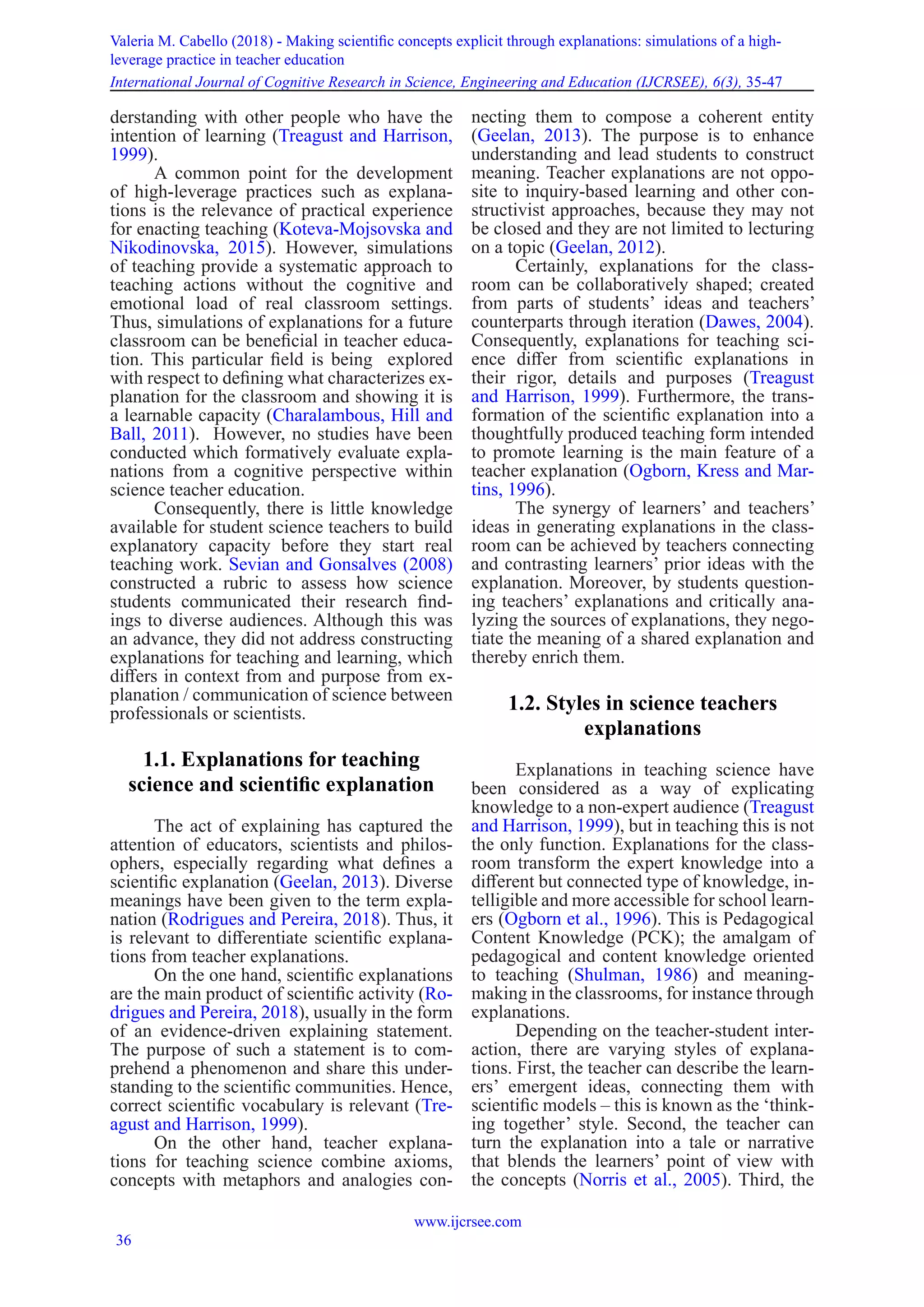 Making scientific concepts explicit through explanations simulations of a high leverage practice ...