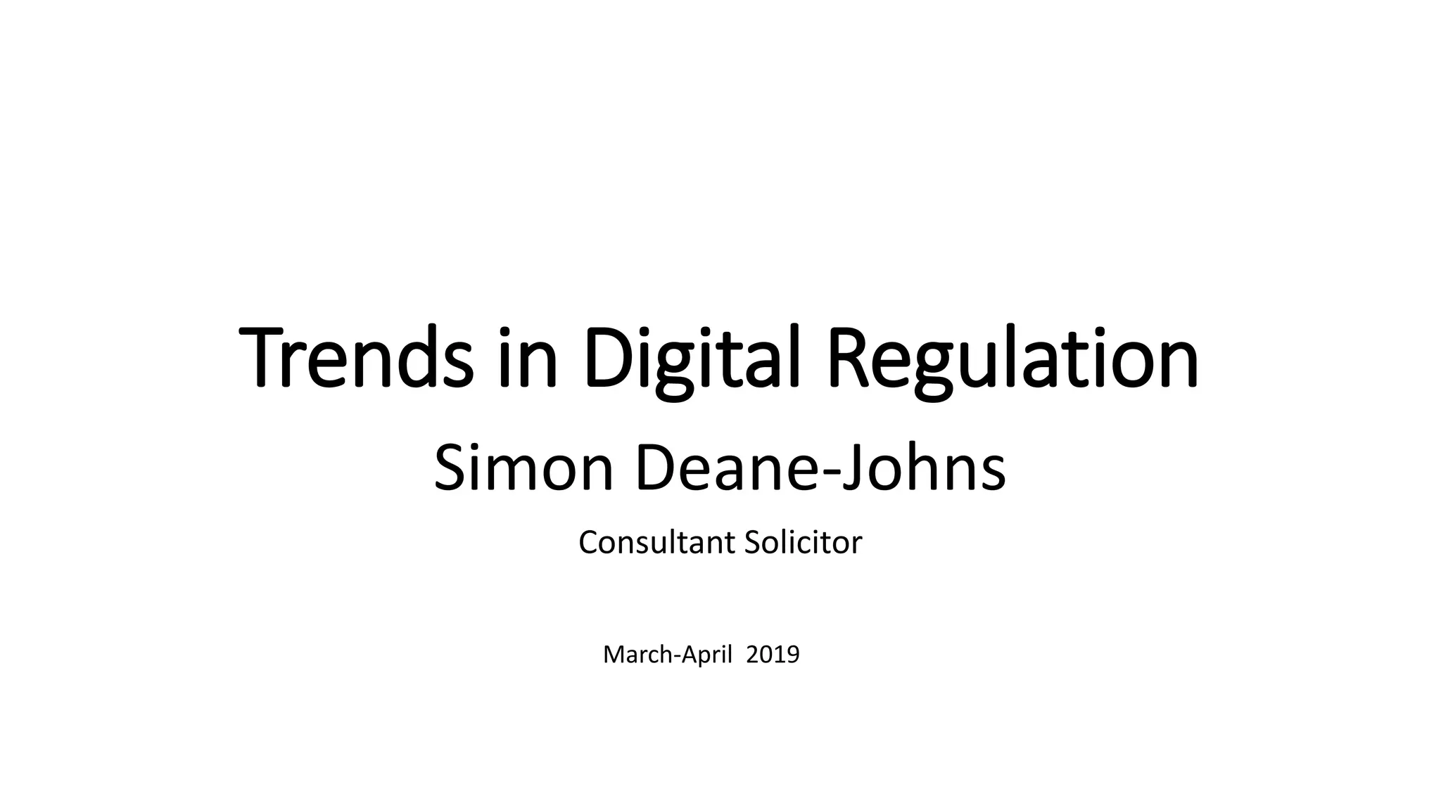 Trends in Digital Regulation | PPTX