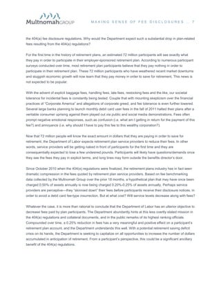 Making Sense of Fee Disclosure: a Participant's Perspective | PDF