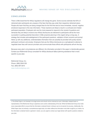 Making Sense of Fee Disclosure: a Participant's Perspective | PDF