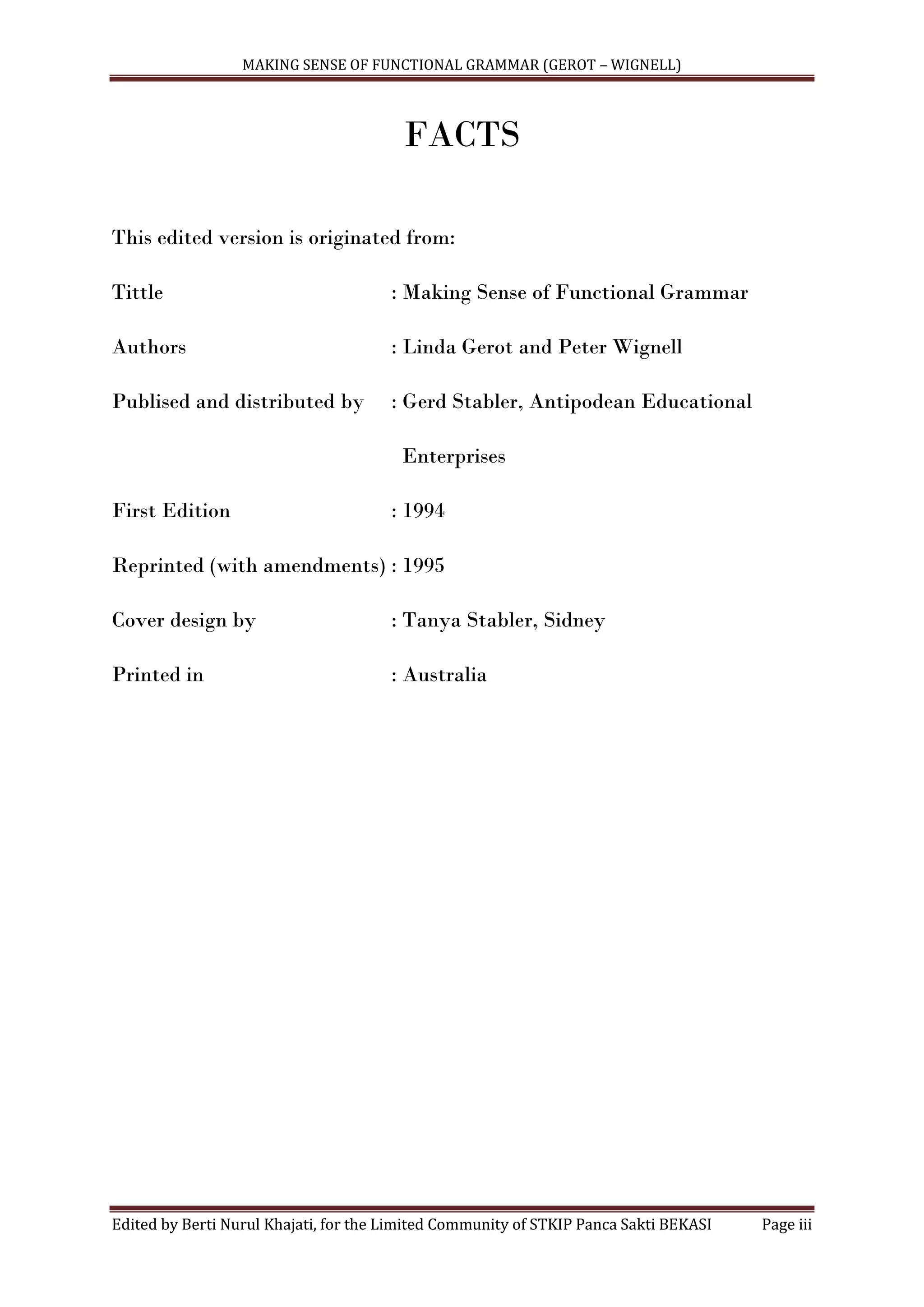 Making sense of functional grammar preface | PDF