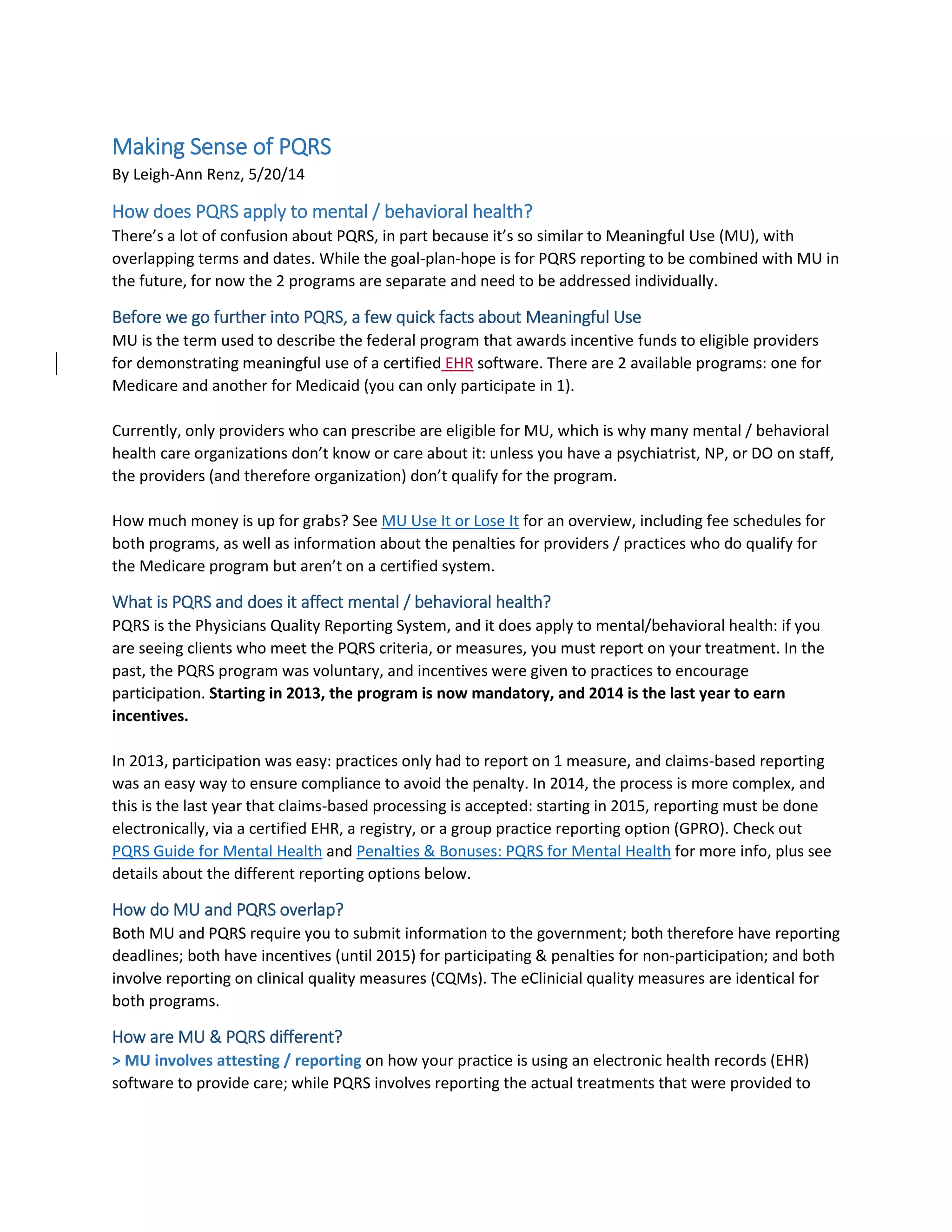 Making Sense of PQRS | PDF
