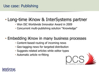 InterSystems presentatie: Making Sense of Unstructured Data | PPT