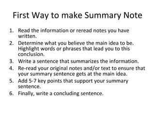 Making Sense Of Your Notes | PPT