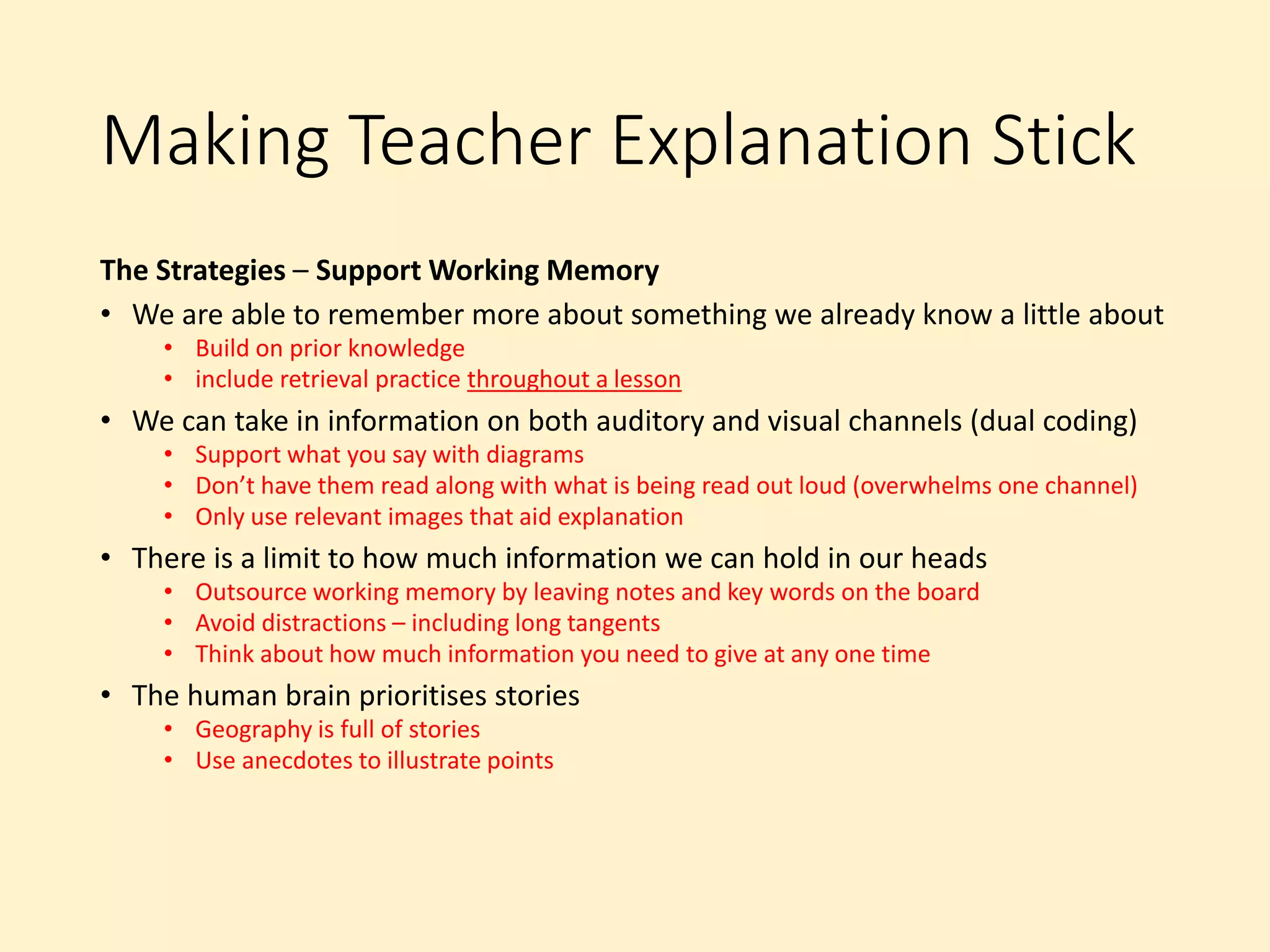Making teacher explanation stick | PPTX