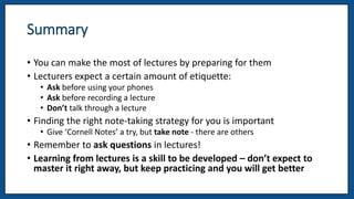 Making the Most of Lectures | PPTX