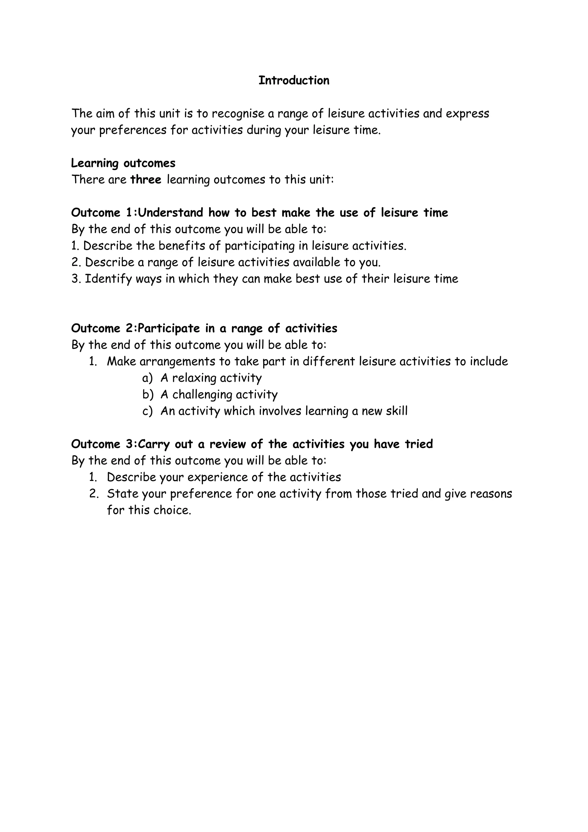 Making the most of leisure time | DOCX